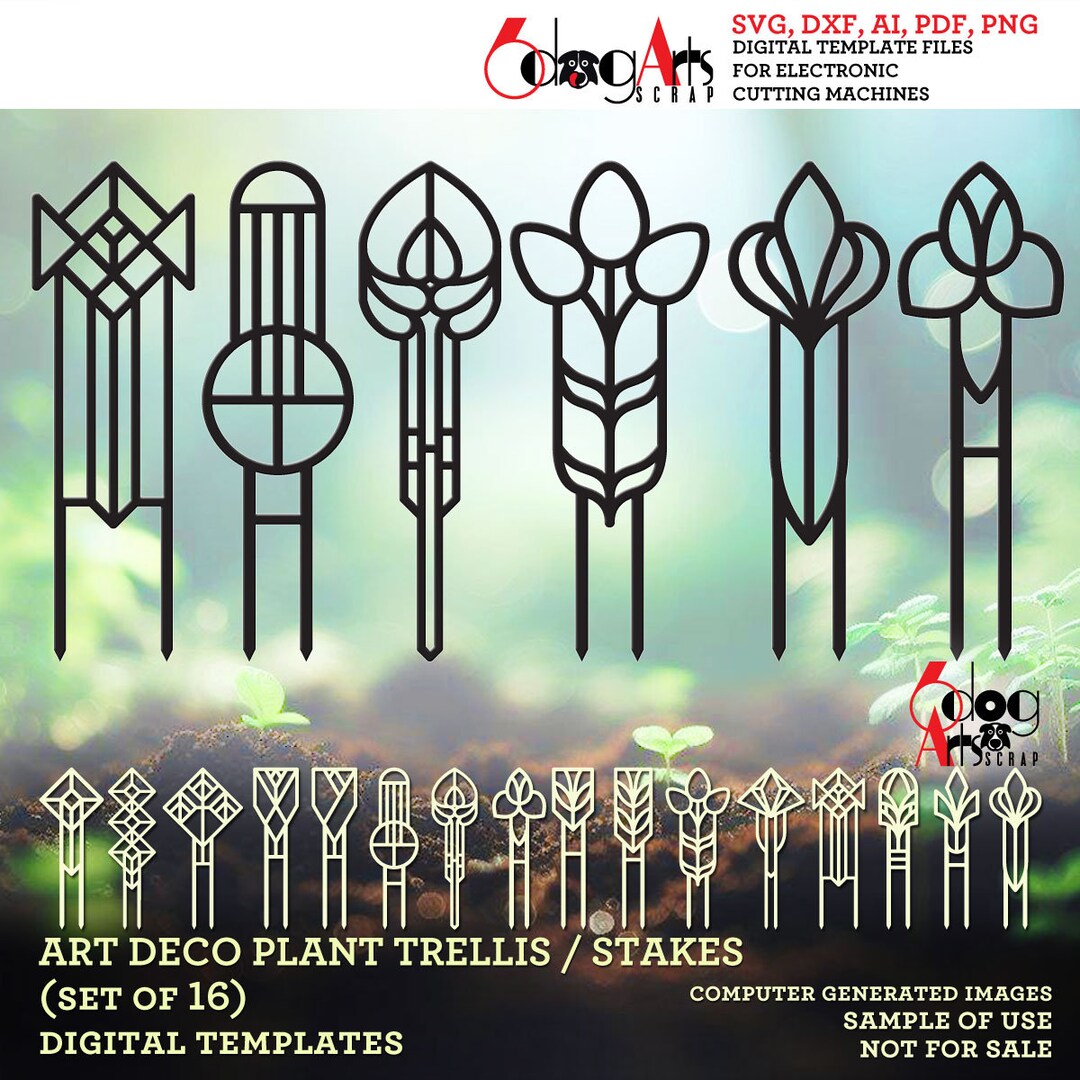16x Art Deco Gatsby Home Garden Plant Trellis Stake Digital Templates ...