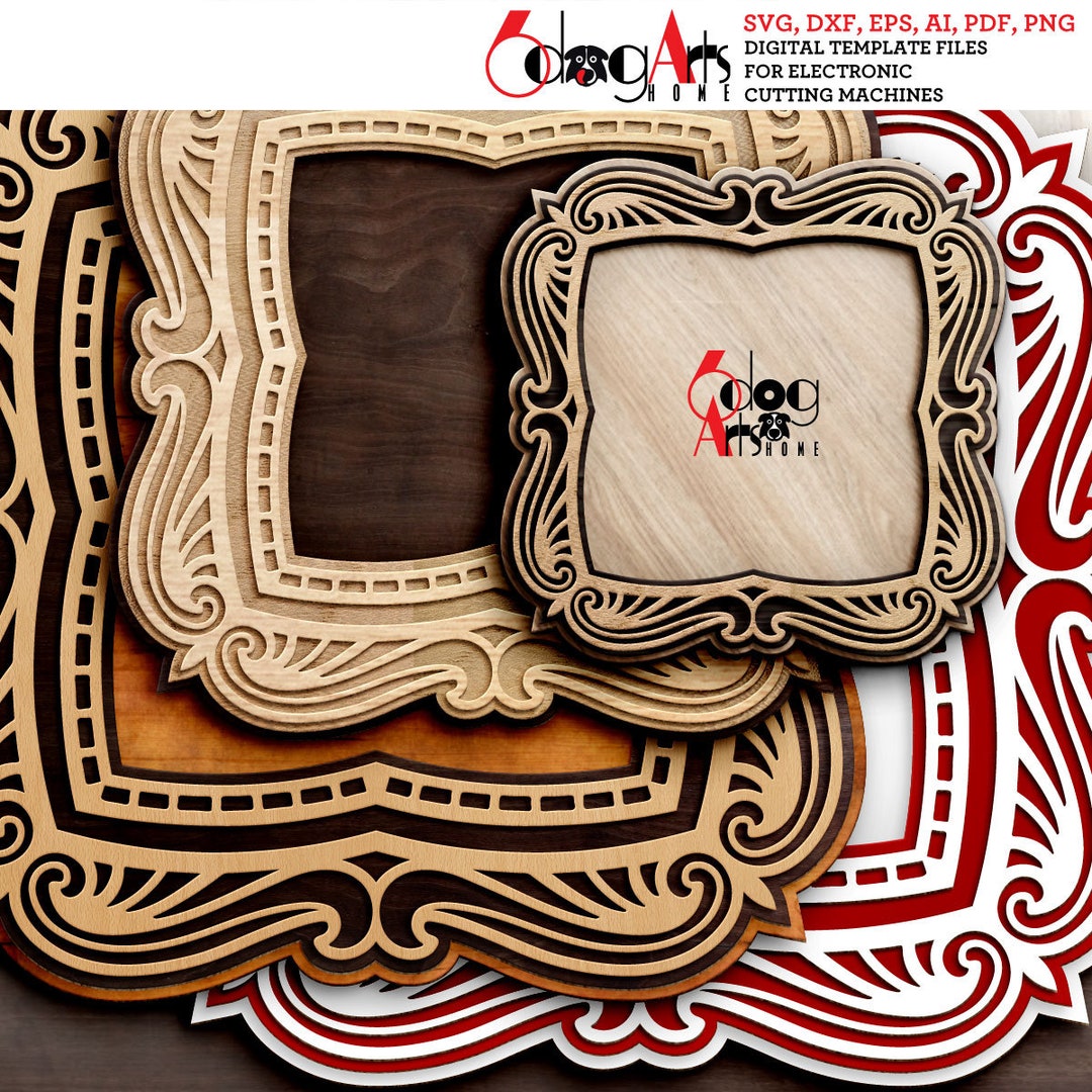 Layered Frame Template Vector Digital SVG DXF Files for Wood Cardboard ...
