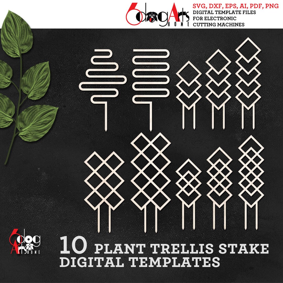 10 House Plant Trellis Stake Templates Vector Digital SVG DXF Files ...