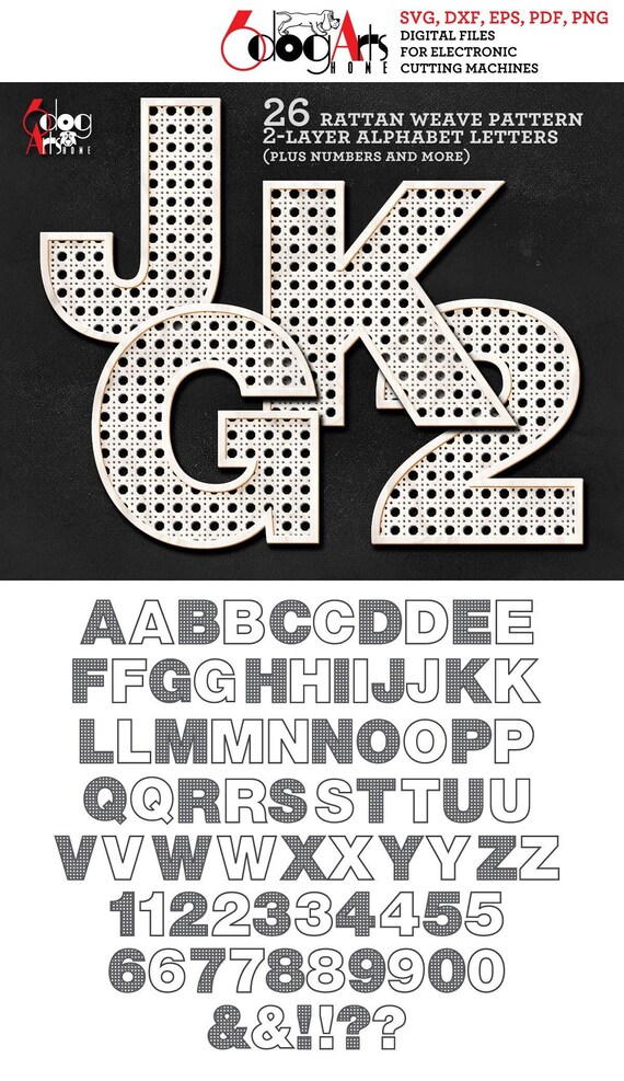 26 Rattan Weaving Pattern Alphabet Letters Numbers Layered | Etsy