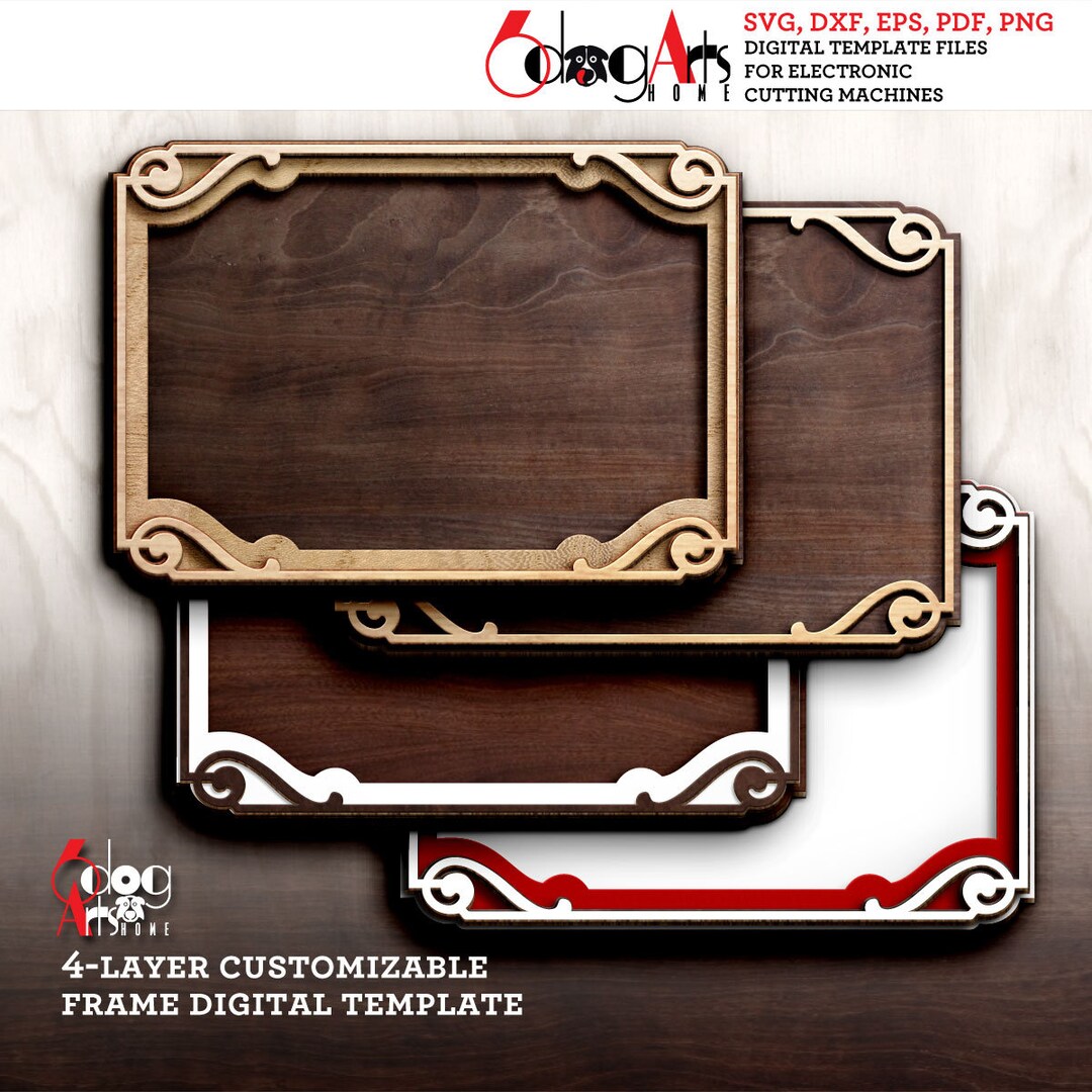 Layered Frame Template Vector Digital SVG DXF Files Wood Cardboard ...