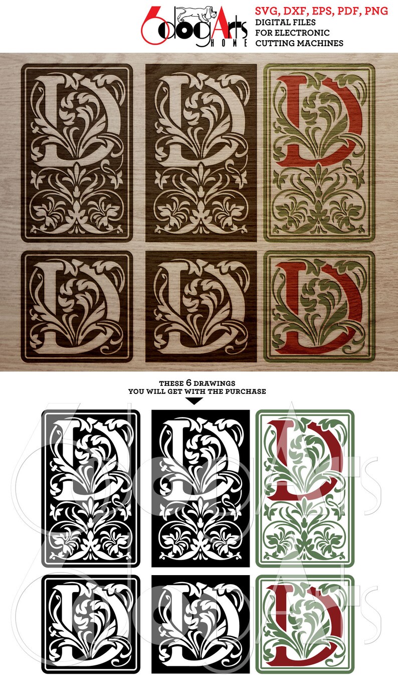 6 Monogram Letter D Templates Digital Vector Files Svg Dxf - Etsy