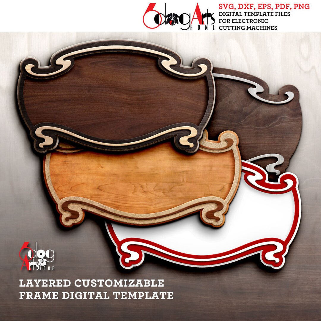 Layered Frame Template Vector Digital SVG DXF Files Instant Download ...