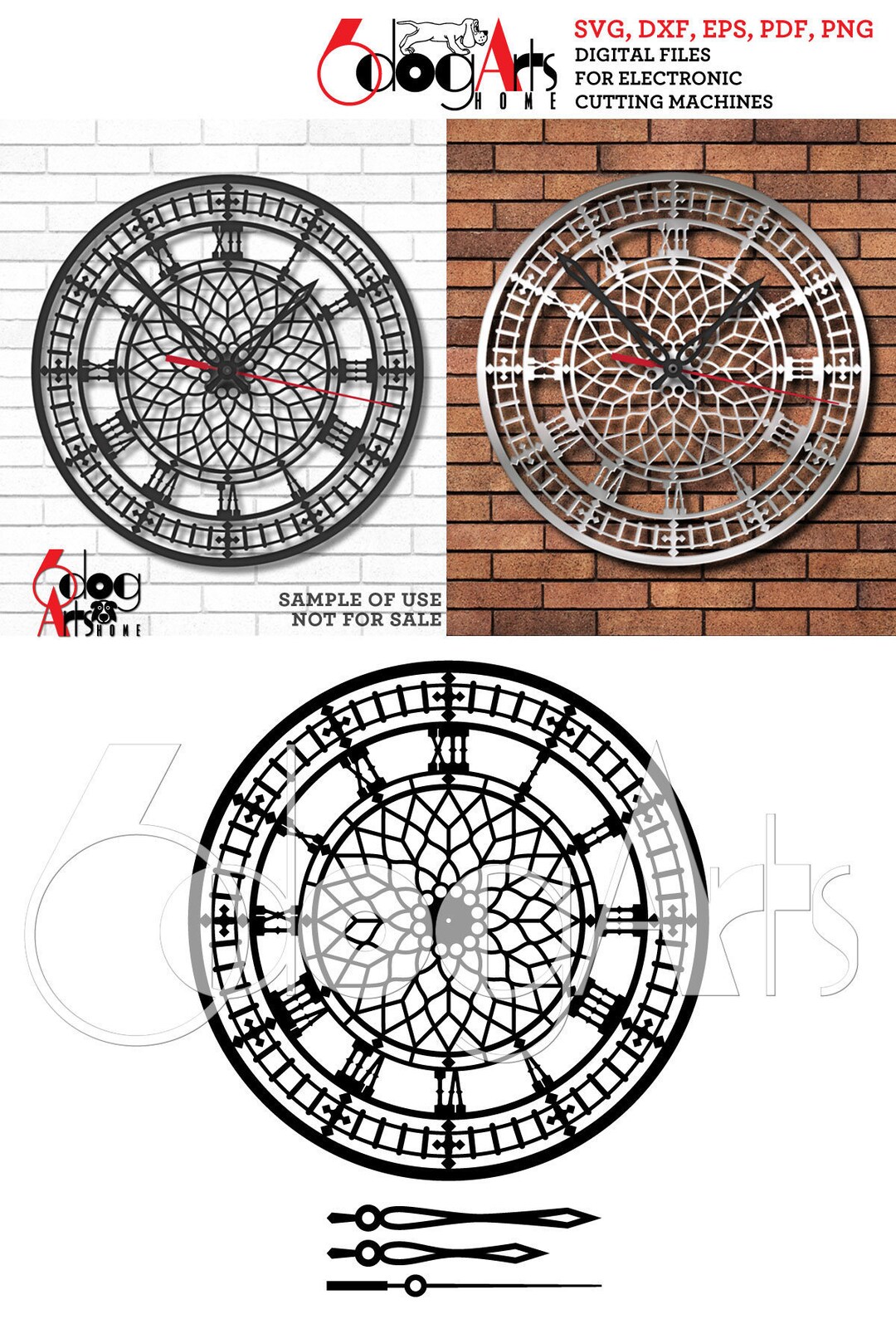 Filigree Wall Clock Template Digital Vector Files Svg Dxf - Etsy