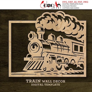 Train Wall Decor Digital Templates SVG DXF Files Instant Download Laser ...