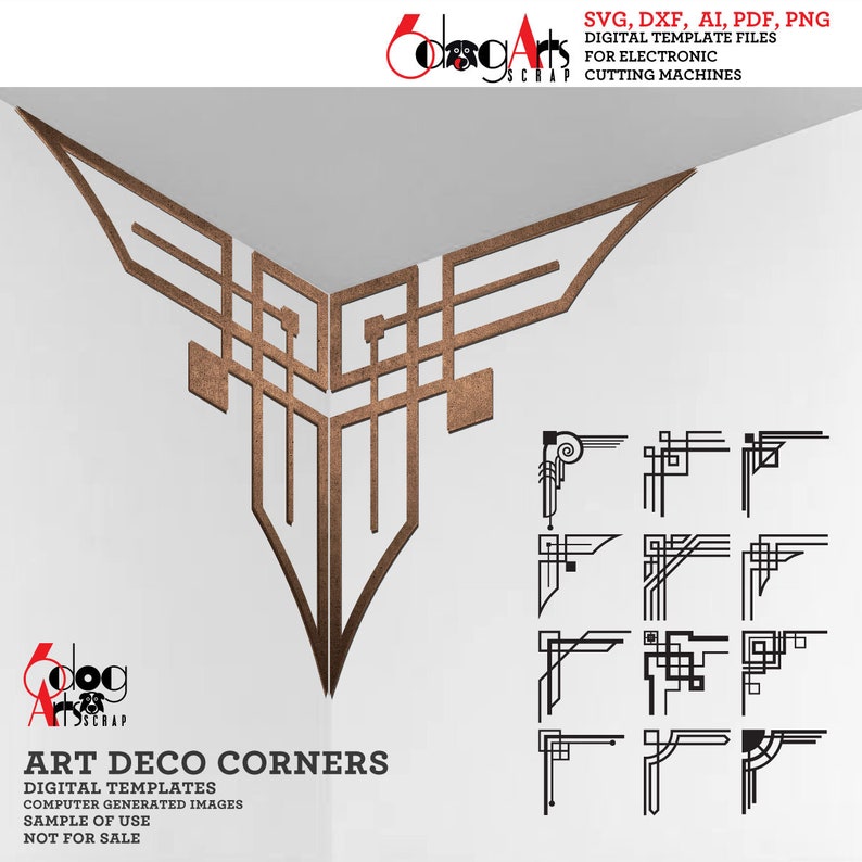 Art Deco Corners SVG DXF Files Bundle Digital Templates Download for ...