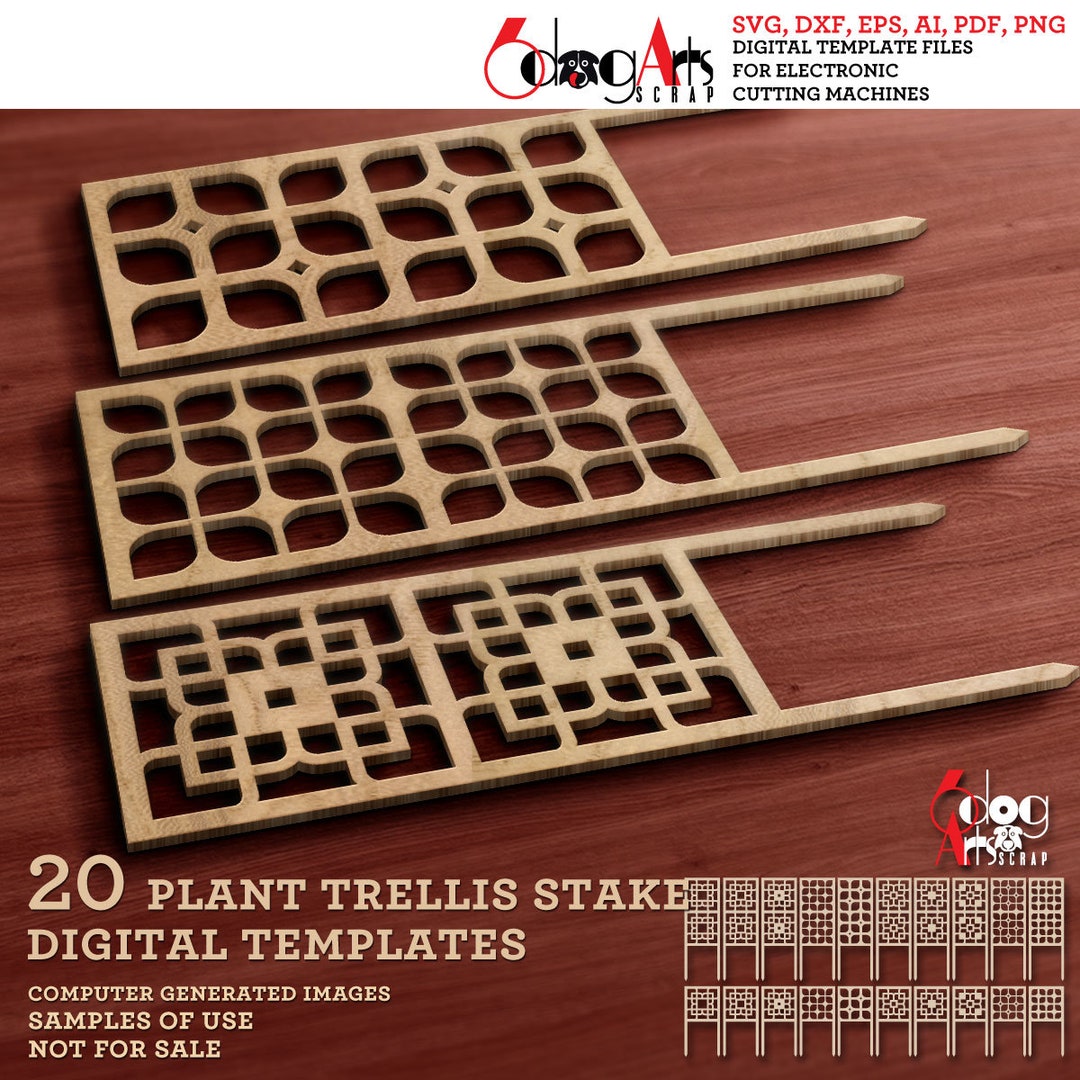 20 Plant Trellis Stake Templates Vector Digital SVG DXF Files Glowforge ...