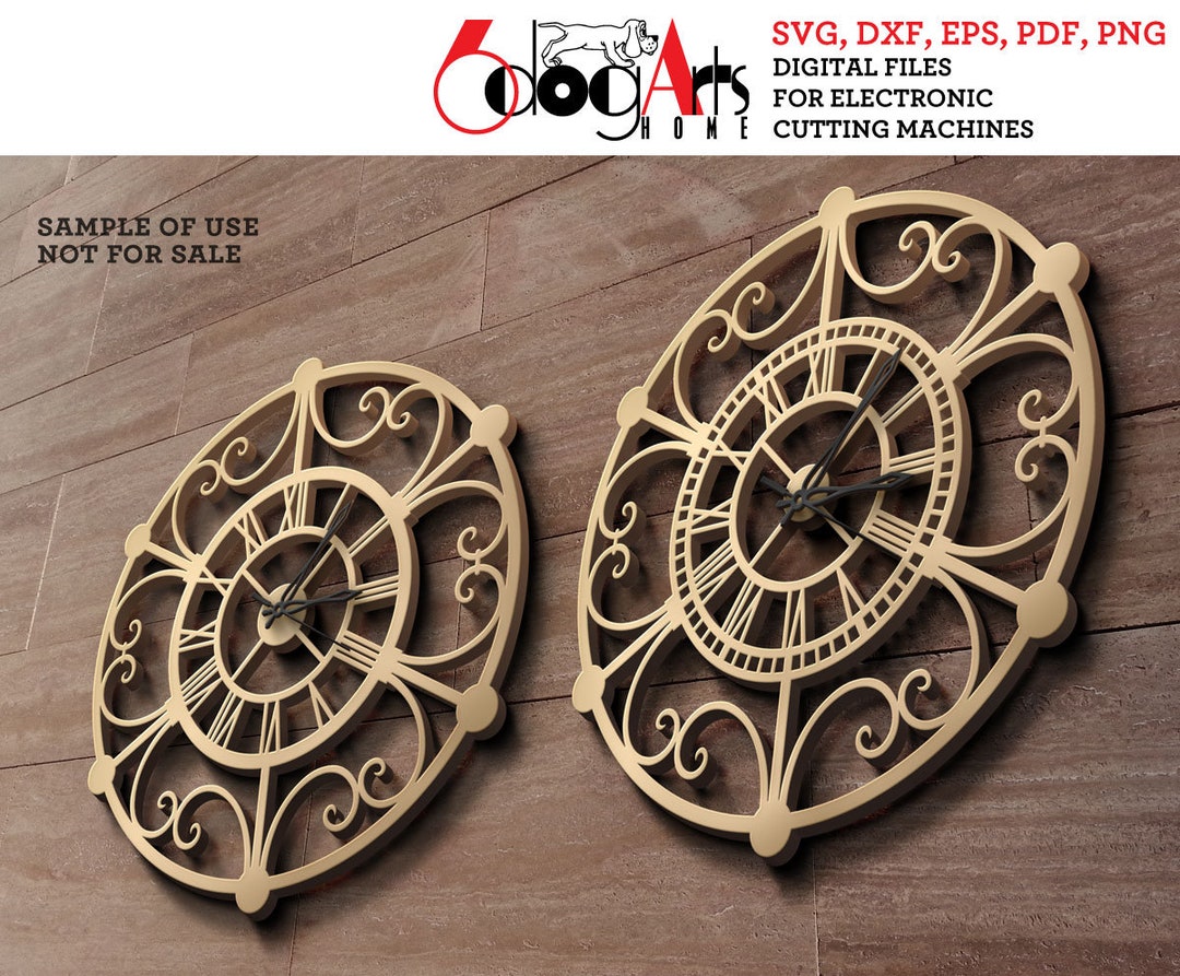 2 Filigree Wall Clock Templates Digital Vector Files Svg Dxf - Etsy