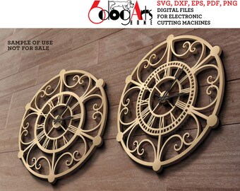 2 Filigree Wall Clock Templates Digital Vector Files Svg Dxf | Etsy