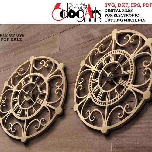 2 Filigree Wall Clock Templates Digital Vector Files Svg Dxf - Etsy