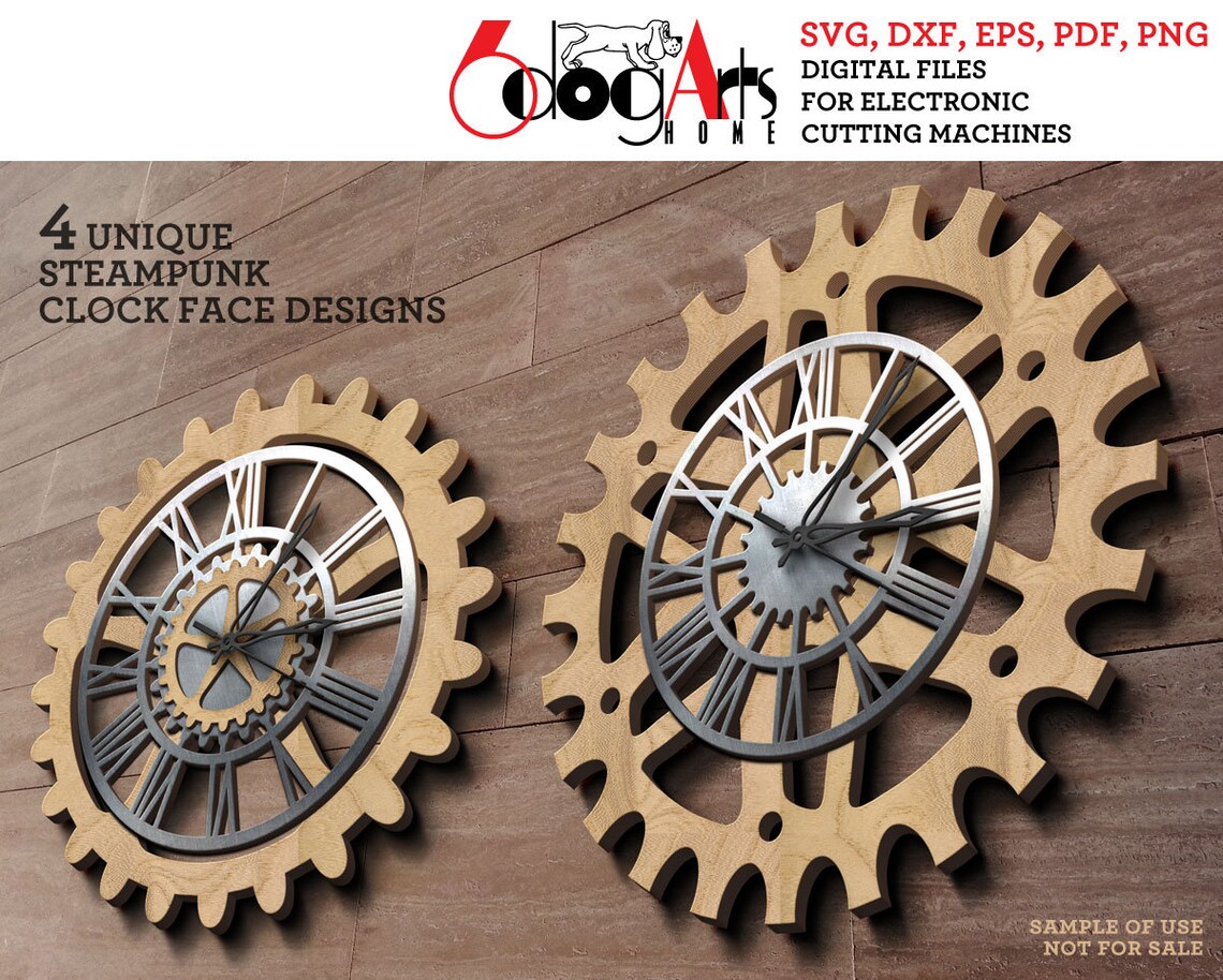 4 Steampunk Wall Clock Templates Digital Vector Files Svg Dxf - Etsy