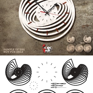 2 Minimalist Wall Clock Templates Digital Vector Files Svg Dxf Download ...