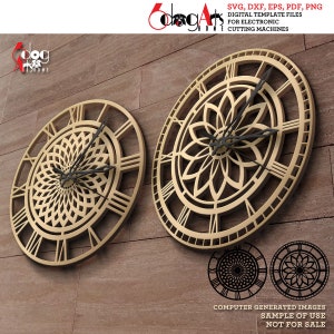2 Filigree Wall Clock Templates Digital Vector Files Svg Dxf Instant ...