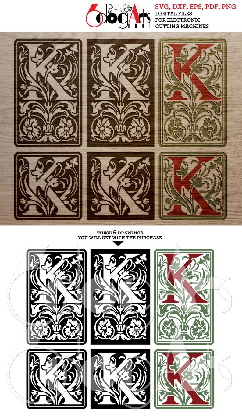 6 Monogram Letter K Templates Digital Vector Files Svg Dxf - Etsy