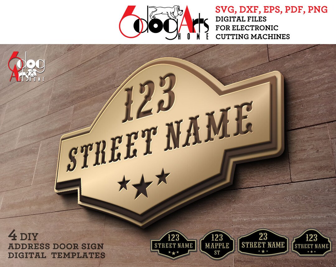 4 DIY Address Door Sign Digital Templates Svg Dxf Vector Files - Etsy