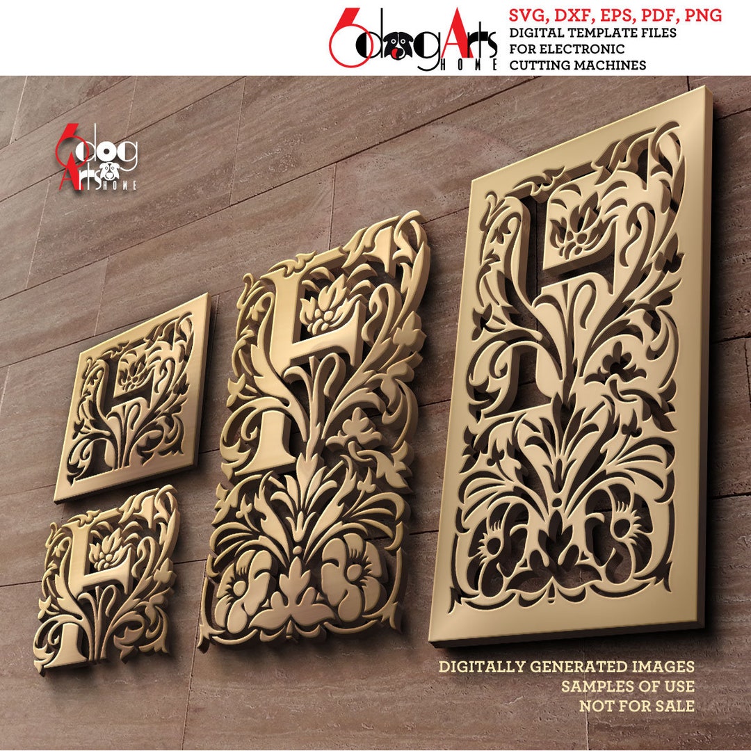 6 Monogram Letter F Templates Digital Vector Files Svg Dxf Instant ...