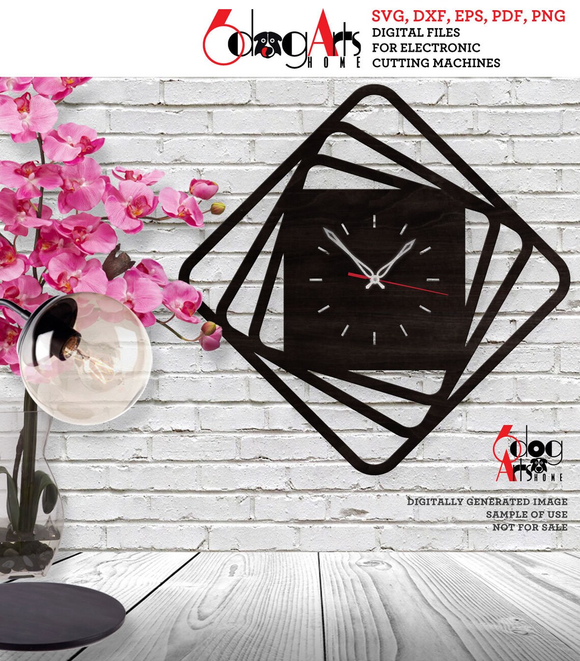 2 Minimalist Wall Clock Templates Digital Vector Files Svg Dxf - Etsy