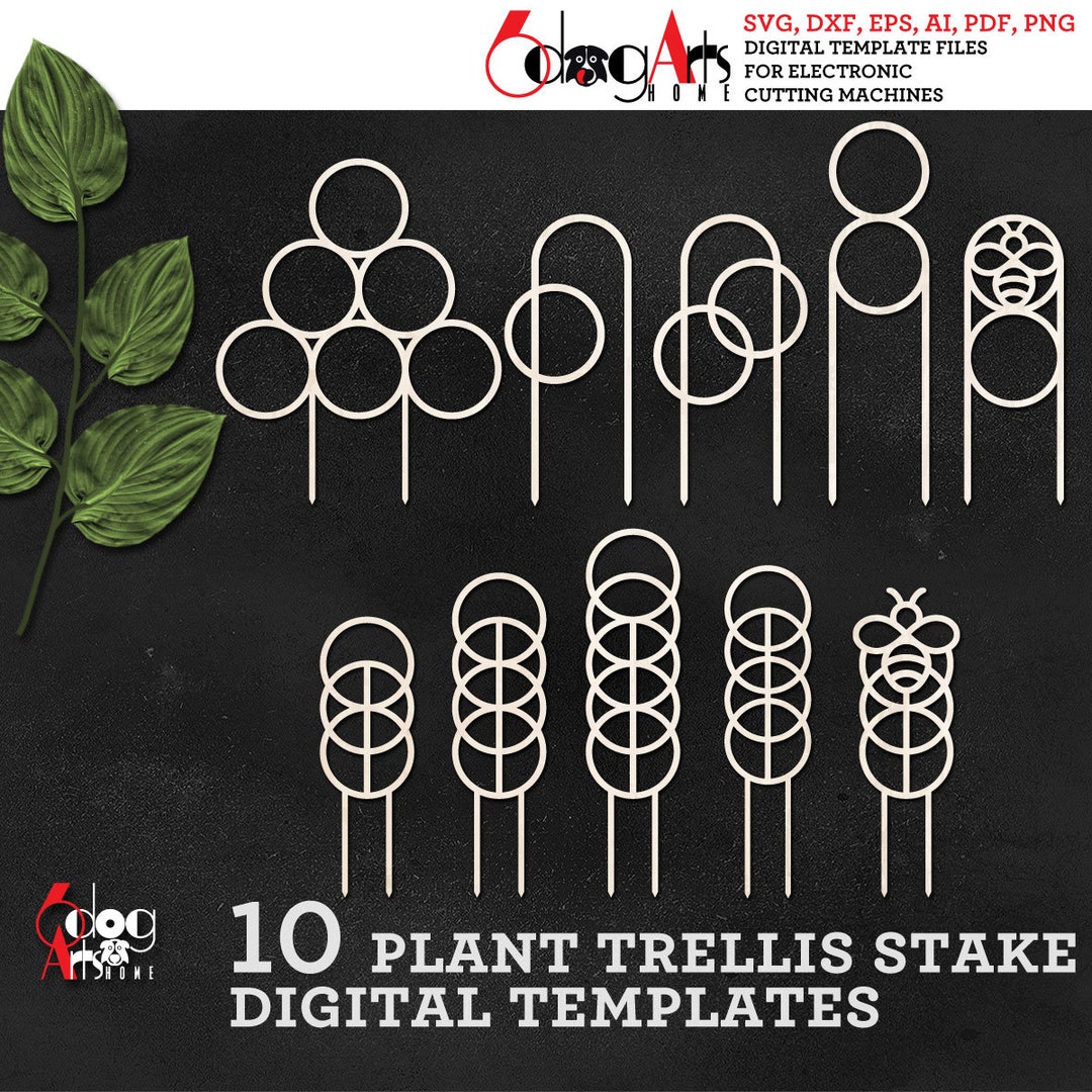 10 House Plant Trellis Stake Templates Vector Digital SVG DXF Files ...