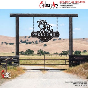 6 (x2) Cow Welcome Sign Digital Templates Vector SVG DXF Files Instant ...