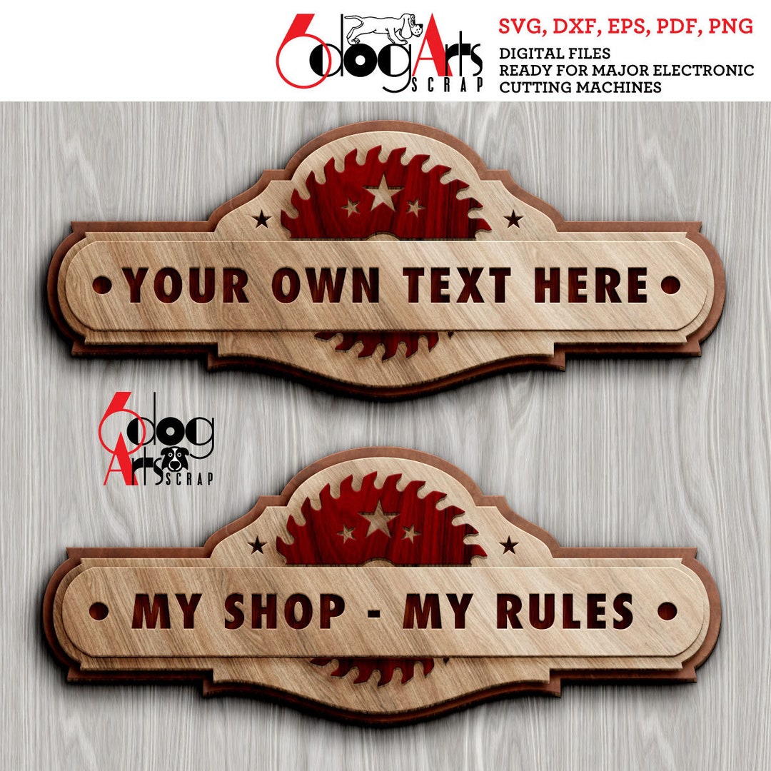 Workshop Door Sign Wall Decor Customizable Layered Template Digital SVG ...