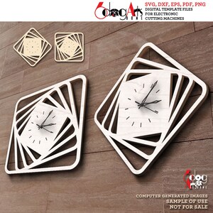 2 Minimalist Wall Clock Templates Digital Vector Files Svg Dxf Download ...