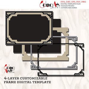 Layered Frame Template Vector Digital SVG DXF Files for Wood Cardboard ...