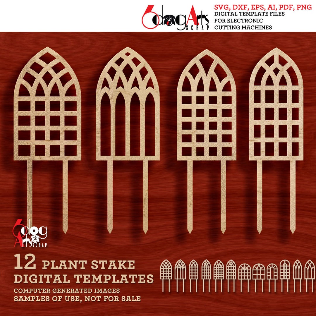 12 Gothic Church Plant Trellis Stake Templates Vector Digital SVG DXF ...