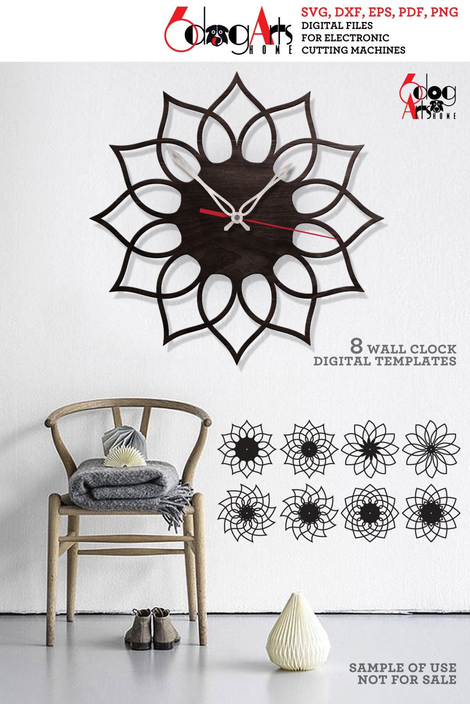 8 Minimalist Wall Clock Templates Digital Vector Files Svg Dxf - Etsy