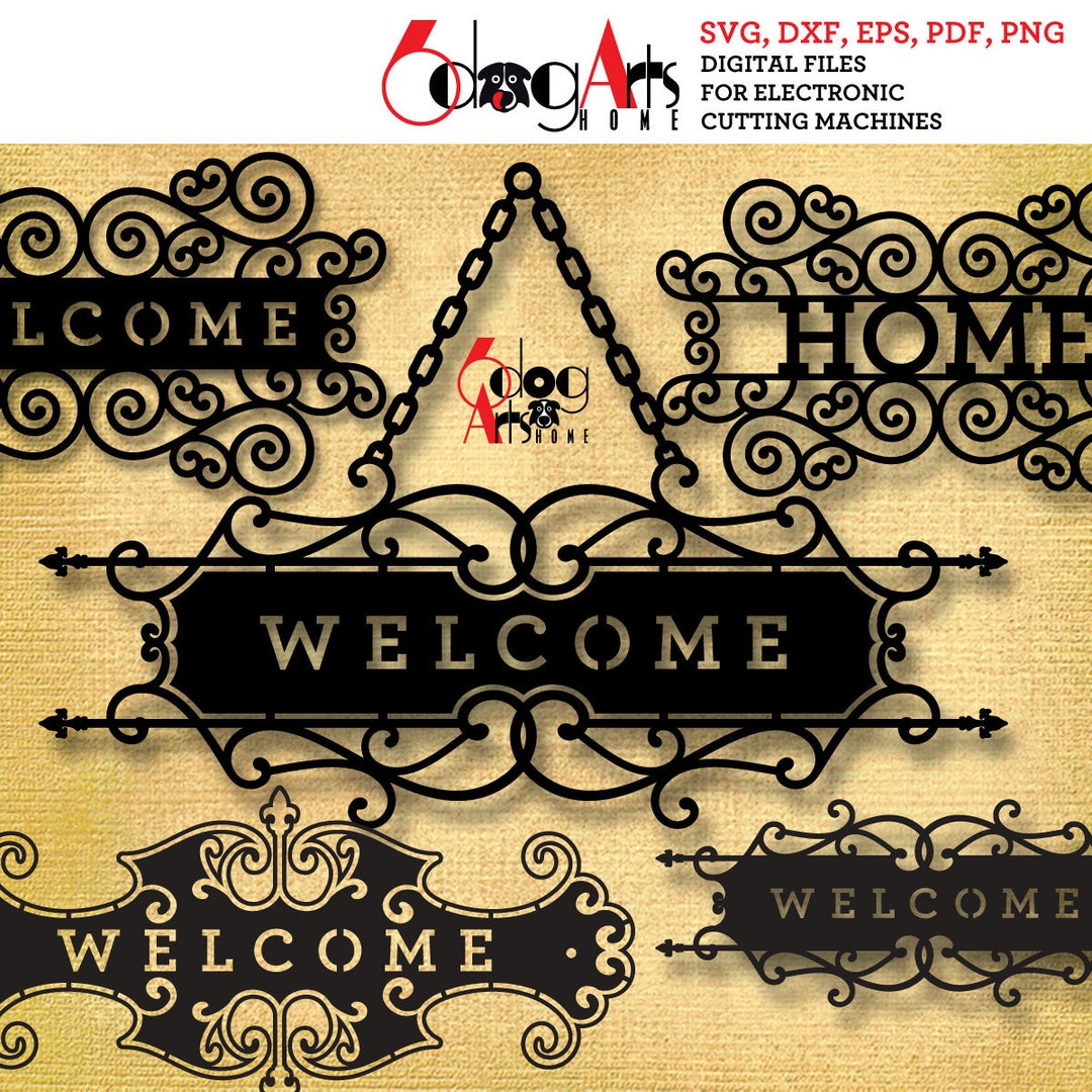 5 Welcome Door Sign Templates Digital Vector Files Svg Dxf Instant ...