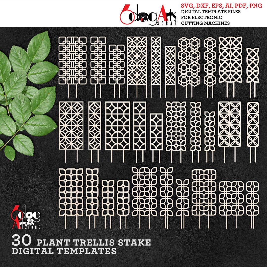 30 House Plant Trellis Stake Templates Vector Digital SVG DXF Files ...