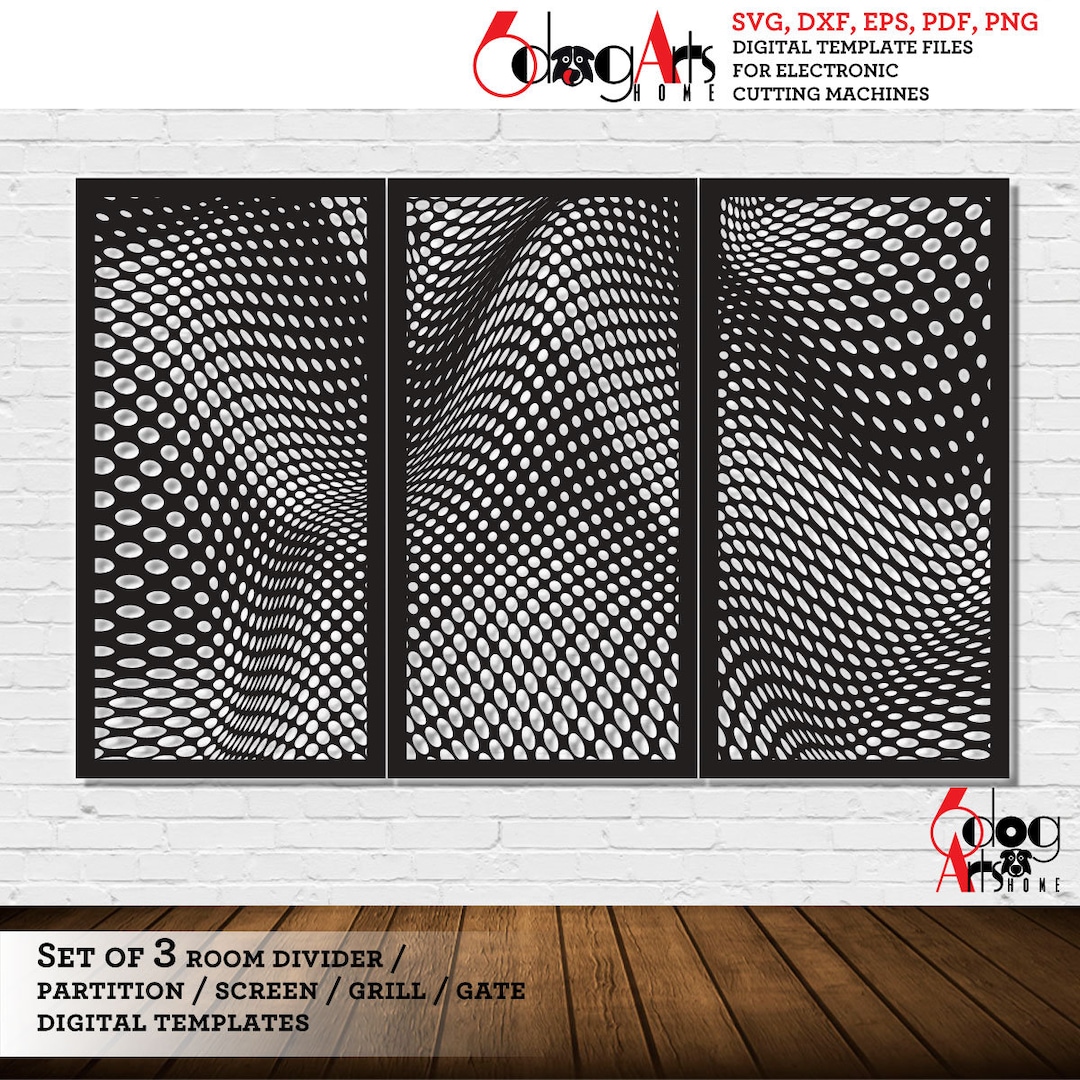 3 Perforated Waves Wall Decor Room Divider Partition Privacy Screen ...