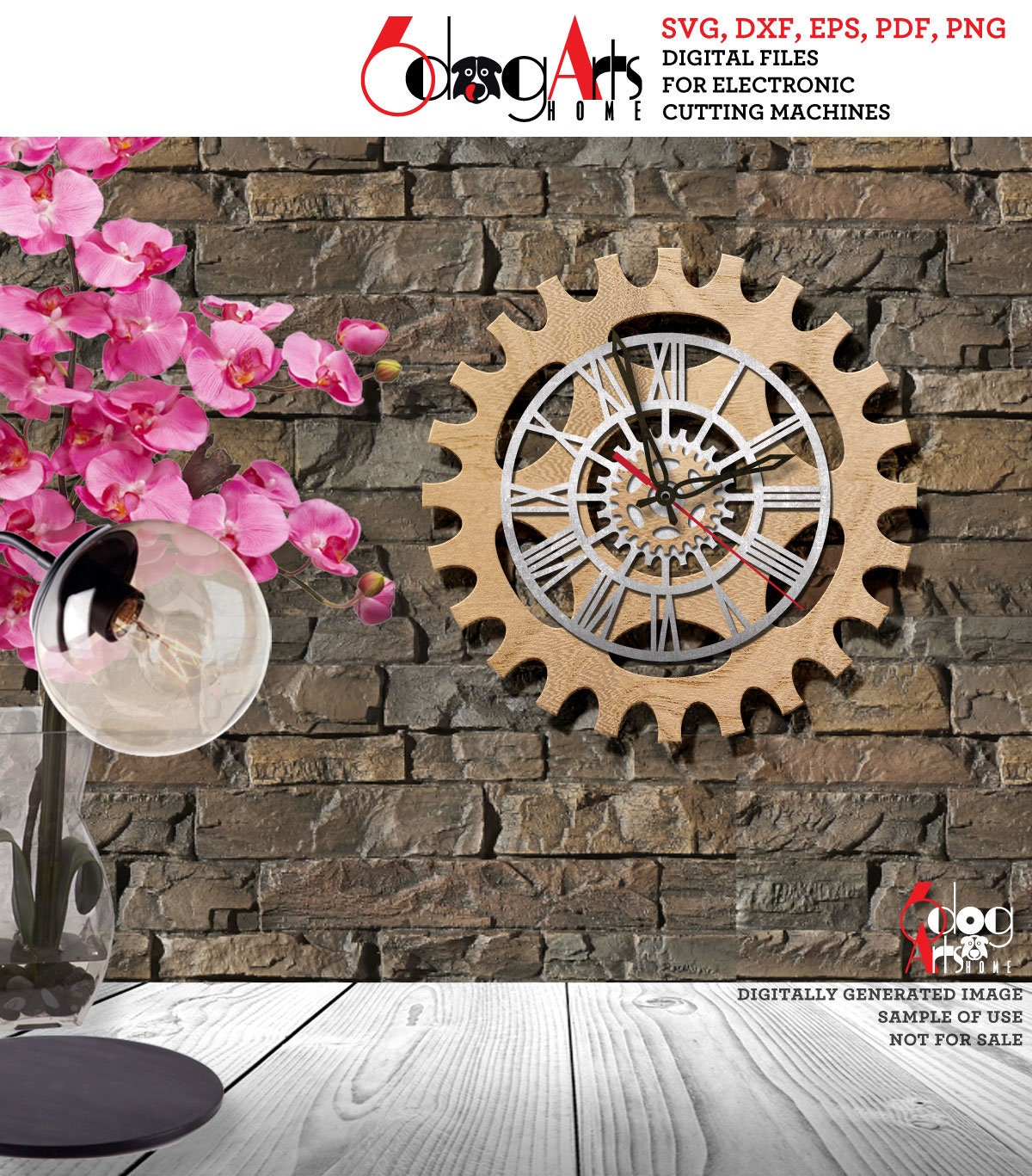4 Steampunk Wall Clock Face Multilayered Templates Digital Vector Files ...