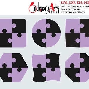6 Puzzle Coaster Trivet Wall Decor Templates Vector Digital SVG DXF ...
