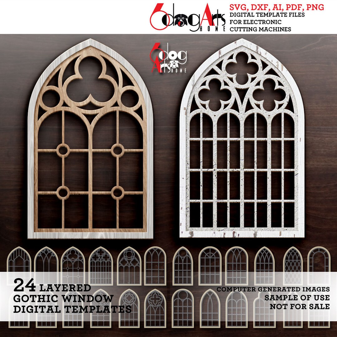 24 Elegant Church Window Papercut, Woodcut Patterns Gothic Style Laser ...