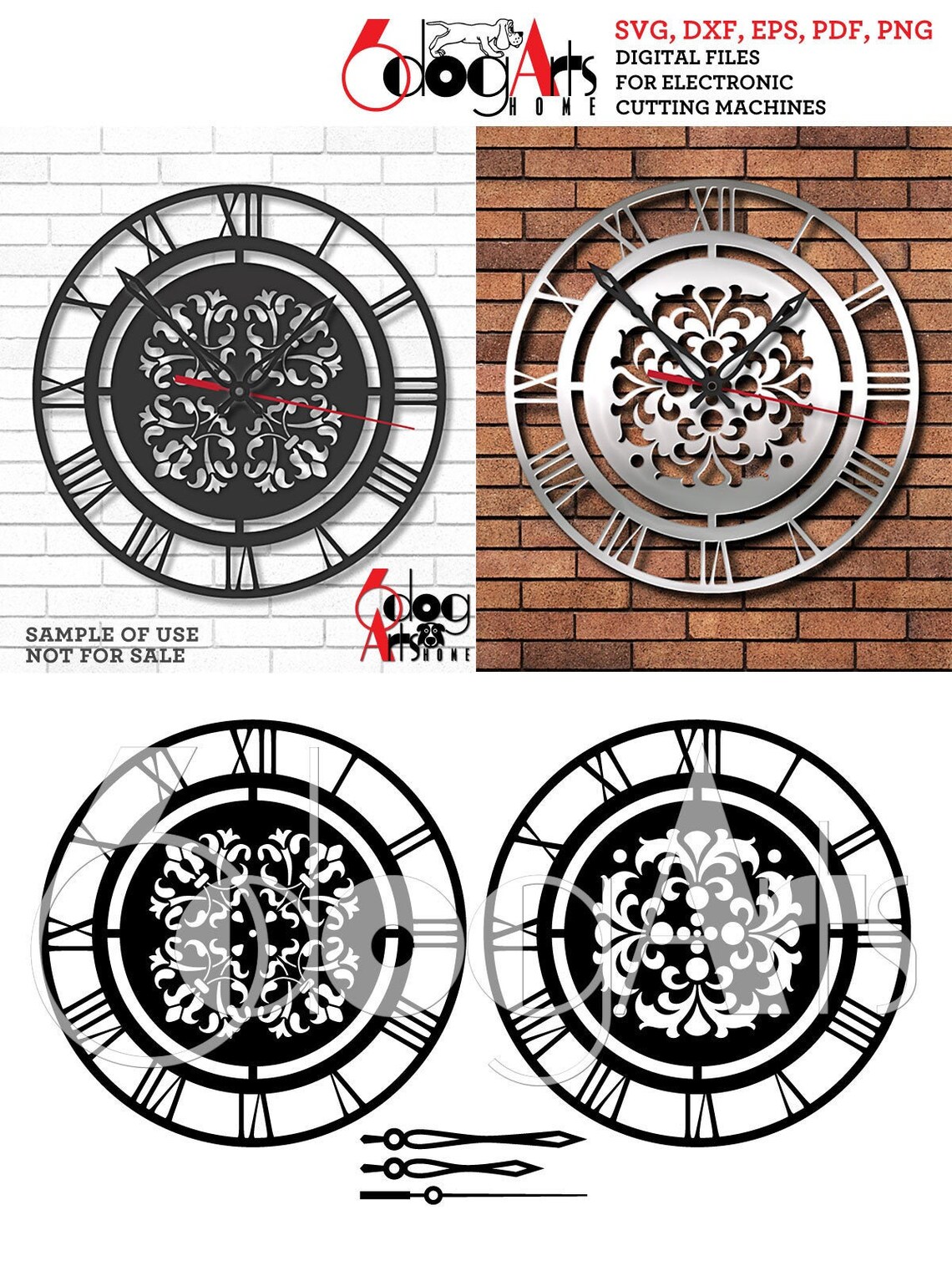 2 Wall Clock Templates Digital Vector Files Svg Dxf Instant - Etsy