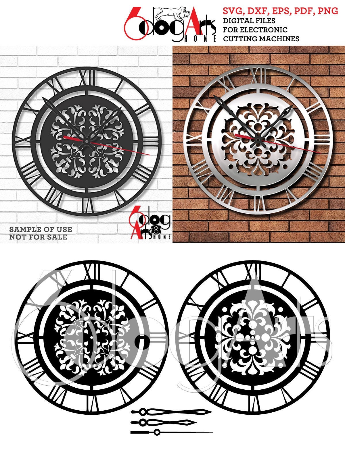2 Wall Clock Templates Digital Vector Files Svg Dxf Instant | Etsy
