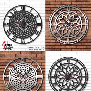 2 Filigree Wall Clock Templates Digital Vector Files Svg Dxf Instant ...