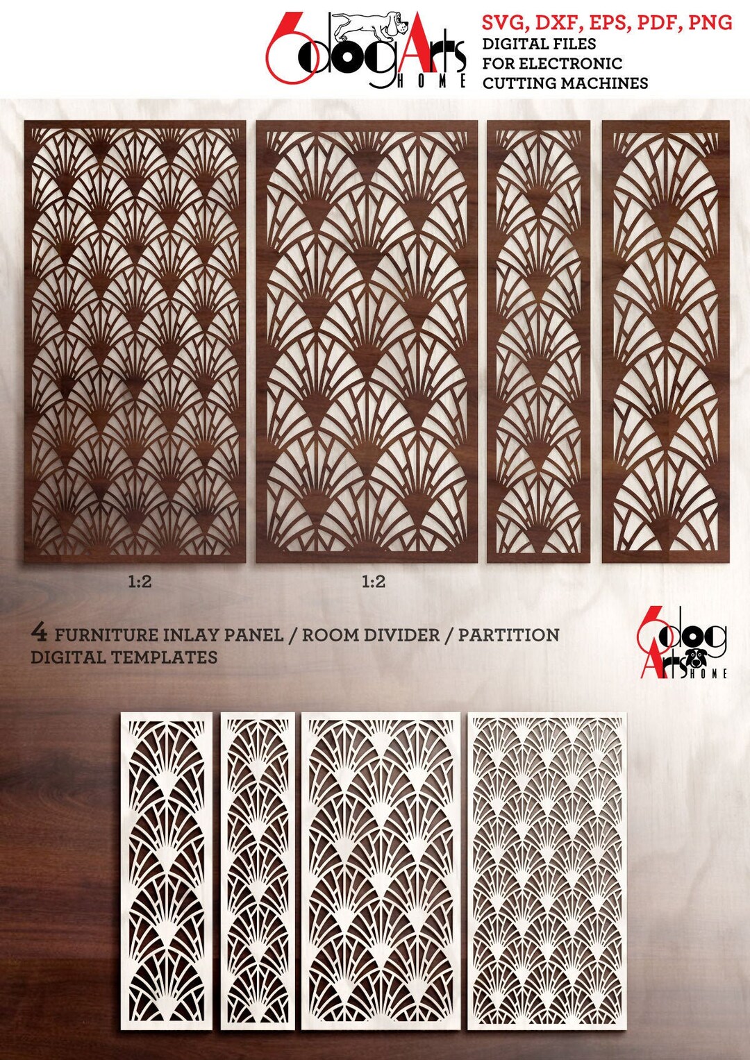 4 Art Deco Great Gatsby Furniture Inlay Panel Room Divider Svg - Etsy ...