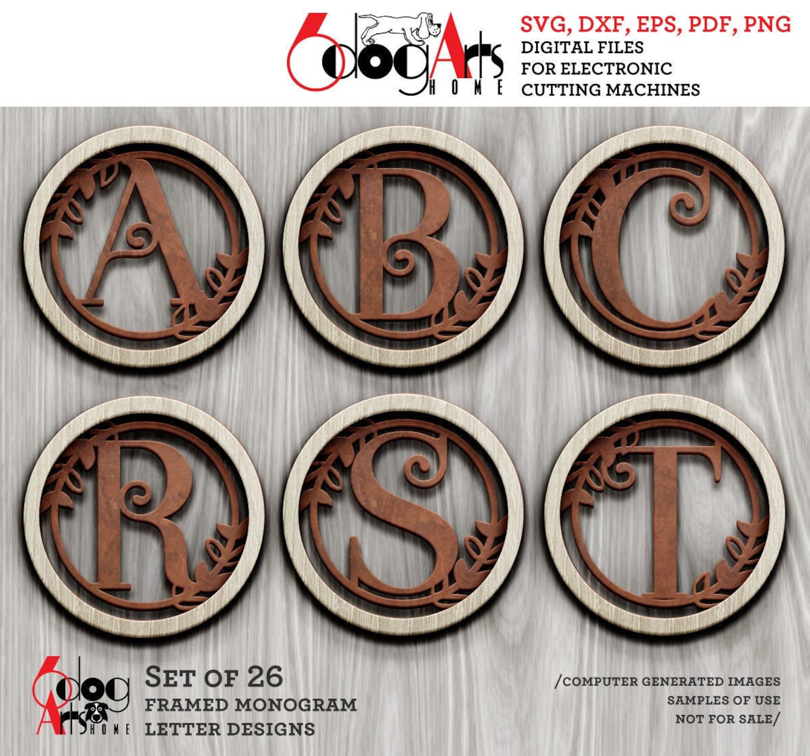 26 Framed Monogram Templates Full Alphabet Digital Vector - Etsy
