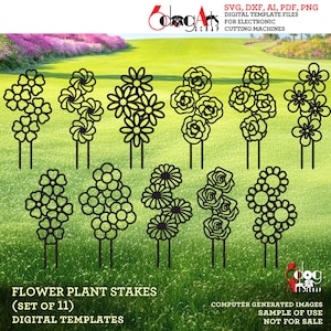 11 Flower Garden Trellis Stake Digital Templates Vector SVG DXF Files ...