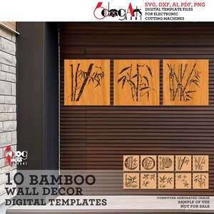 10 Bamboo SVG DXF Wall Decor Stencil Digital Templates Vector Files ...