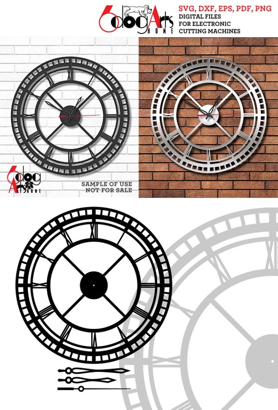 Wall Clock Template Digital Vector Files Svg Dxf Instant | Etsy