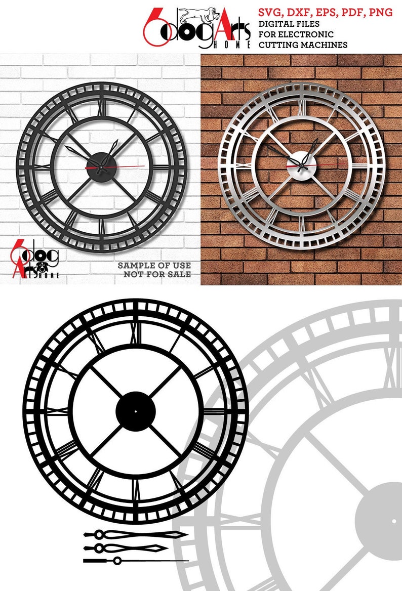 Wall Clock Template Digital Vector Files Svg Dxf Instant | Etsy