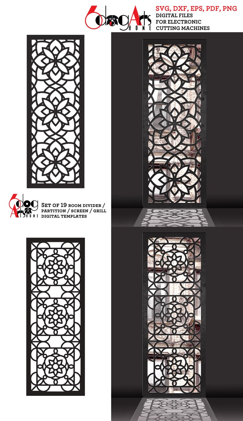 19 Grill Gate Room Screen Divider Partition Digital Templates Svg Dxf ...