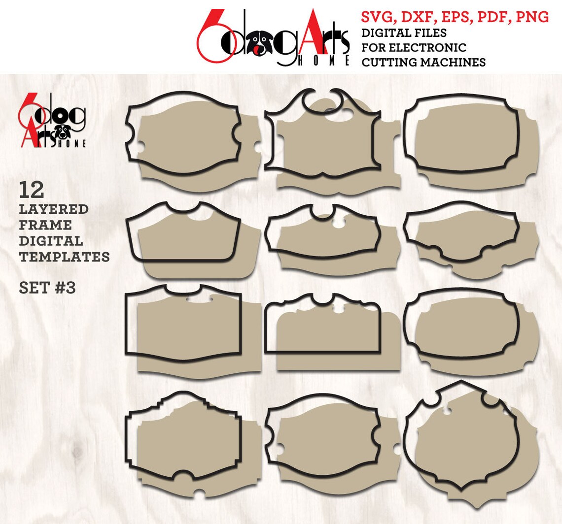 12 Layered Frame Templates Set 3 Vector Digital SVG DXF Files - Etsy