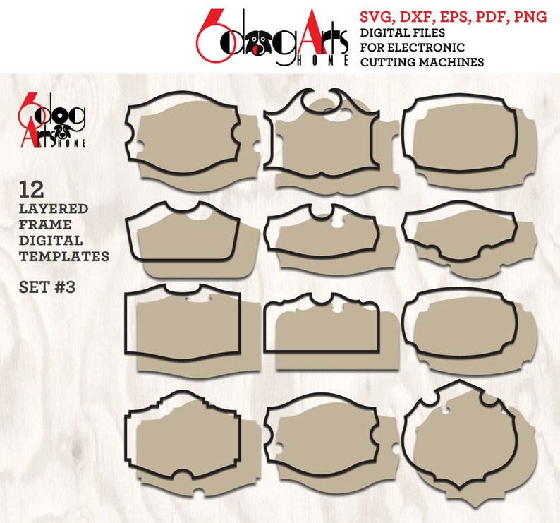12 Layered Frame Templates Set 3 Vector Digital SVG DXF Files - Etsy