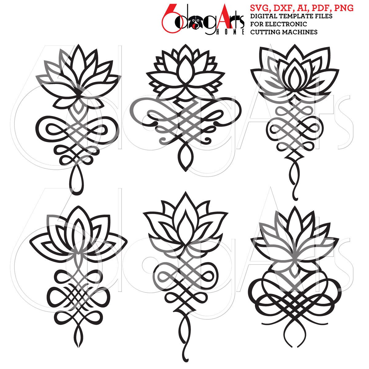 Lotus Flower Wall Decor Digital Templates SVG DXF Files Instant ...