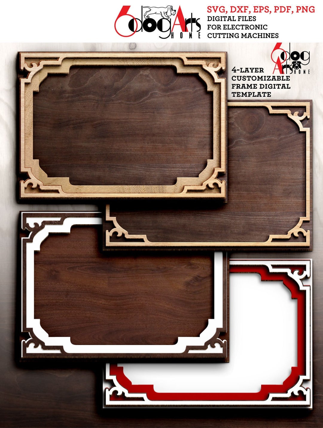 Layered Frame Template Vector Digital SVG DXF Files for Wood - Etsy
