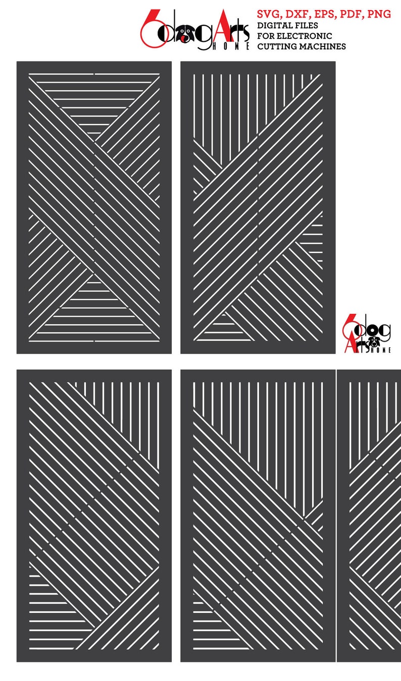 5 Modern Gate / Partition SVG / DXF Bundle Digital Template Files ...
