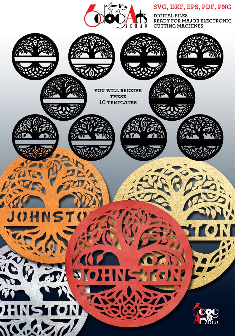 10 Celtic Tree of Life Name Frame Templates Digital Vector - Etsy